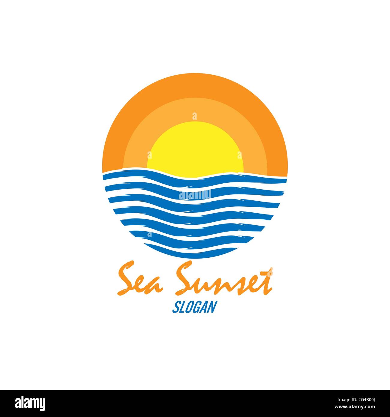 Round logo of the sea sunset. Vector illustration for logo, websites ...