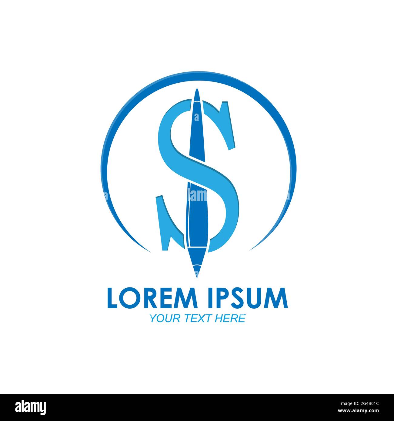 Stylized pen logo and the letters S. Vector illustration for logo ...