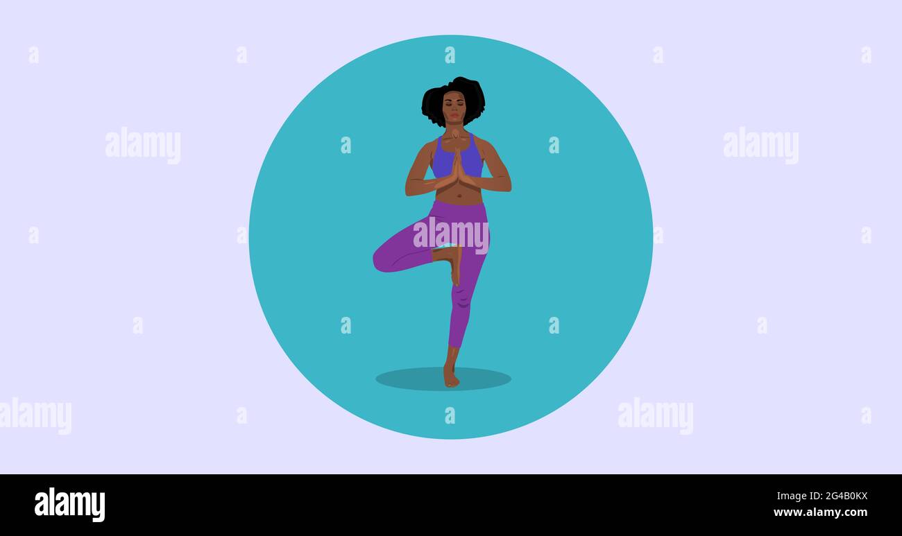 yoga tree position relax meditation girl in blue dress yoga tree ...
