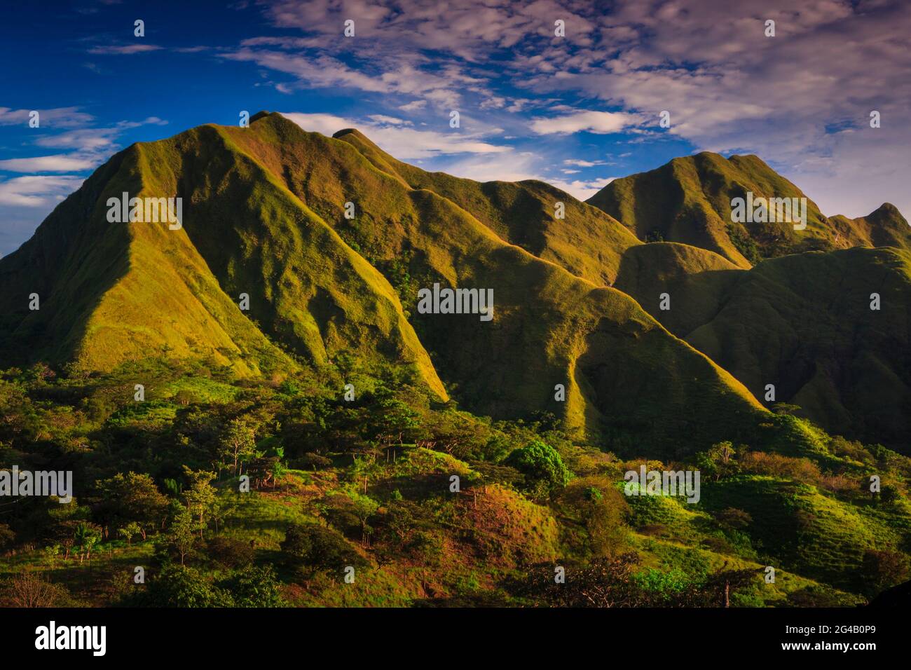 Panama mountain landscape in last evening sunlight on the beautiful ...