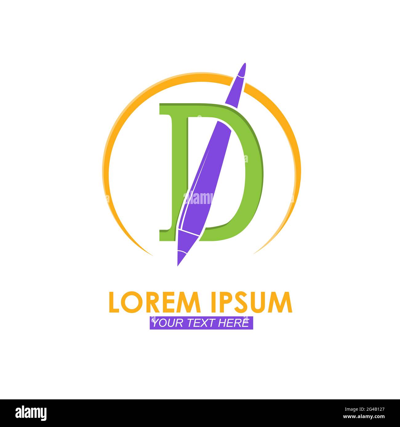 Stylized pen logo and the letters D. Vector illustration for logo ...