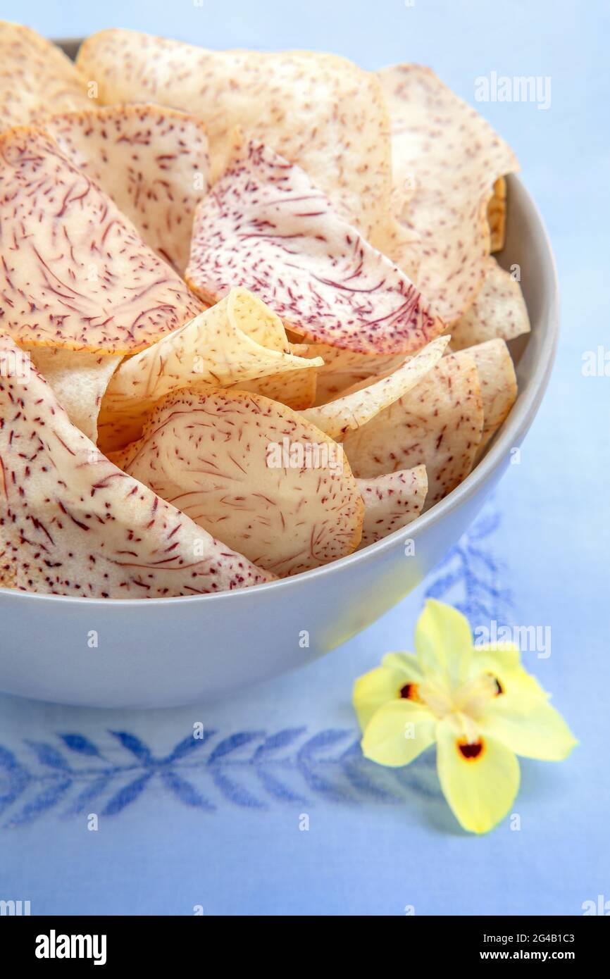 Organic Hawaiian Taro chips Stock Photo - Alamy