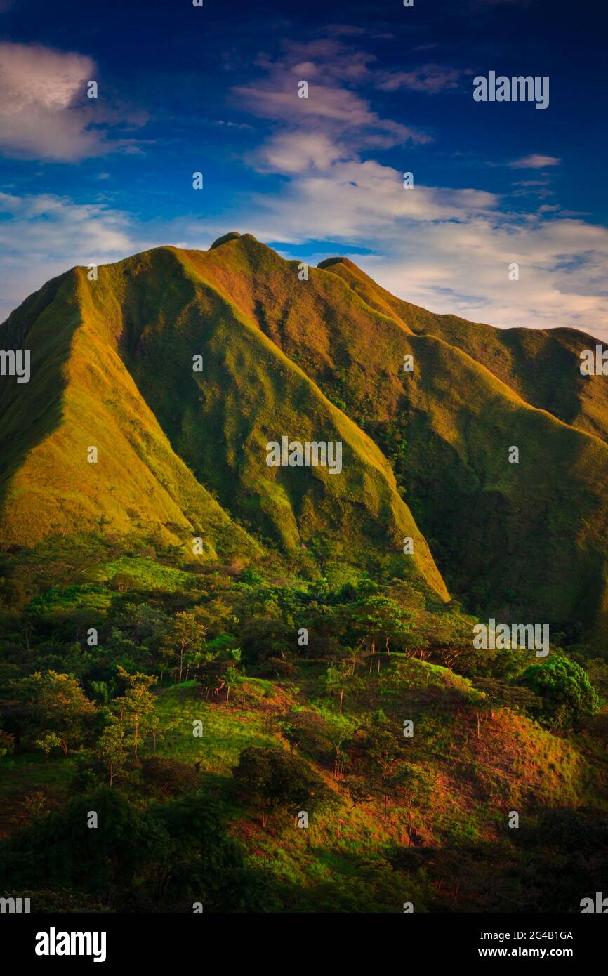 Panama mountain landscape in last evening sunlight on the beautiful ...