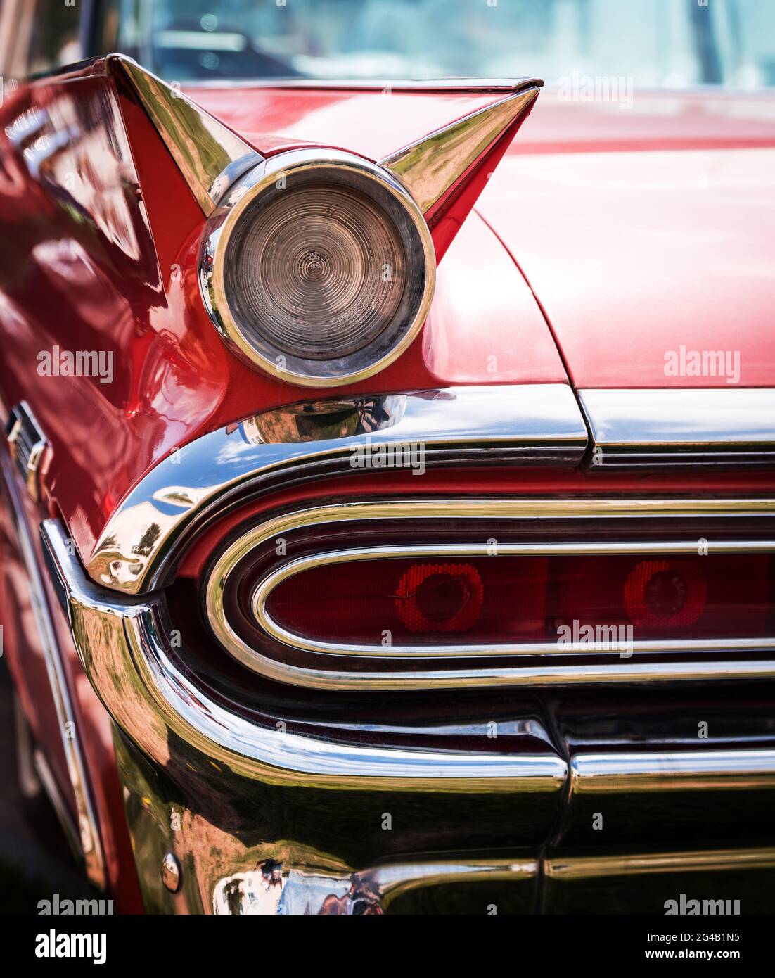 Red vintage car. Back view Stock Photo - Alamy