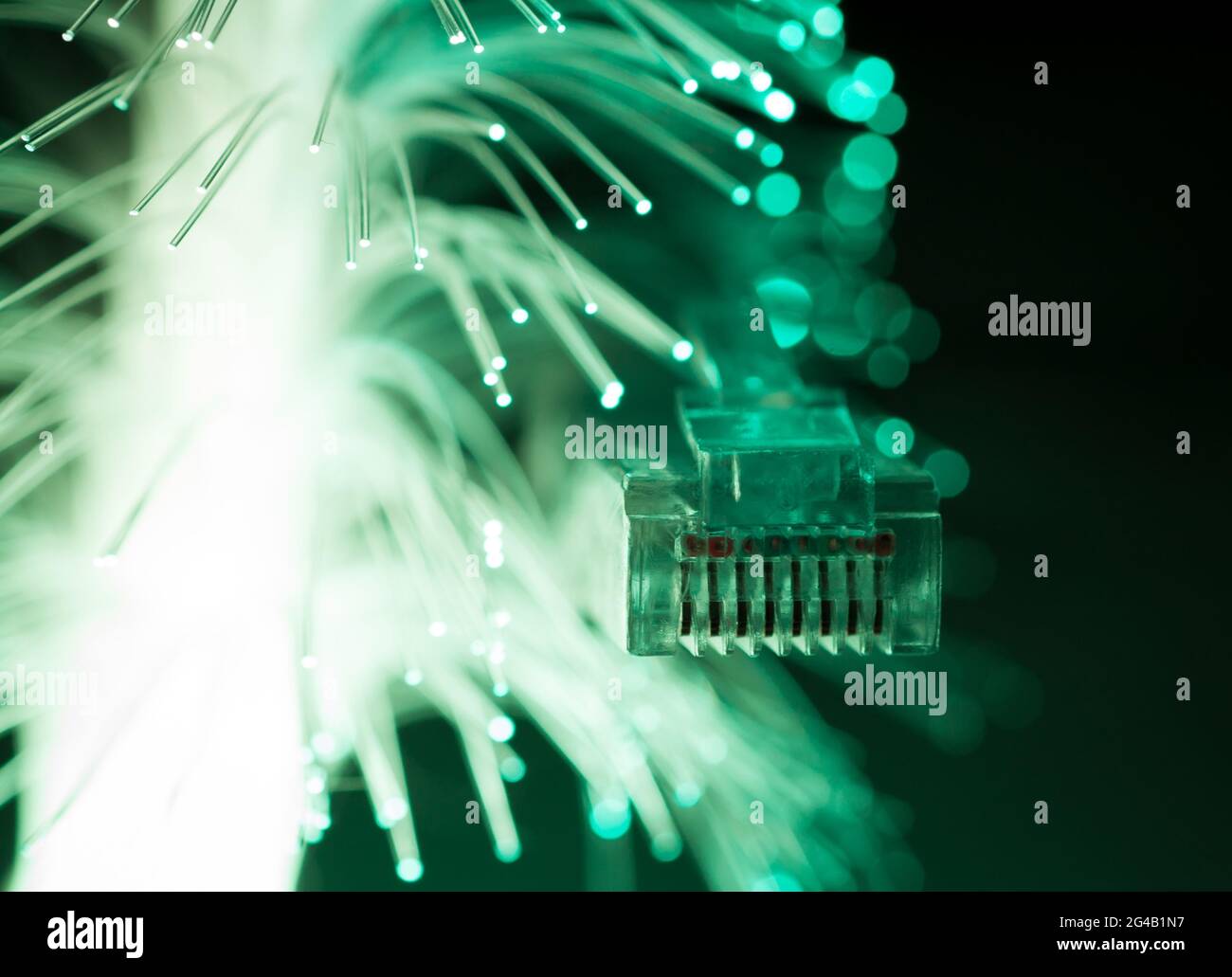 Network cables closeup with fiber optic. Shallow depth of field ...