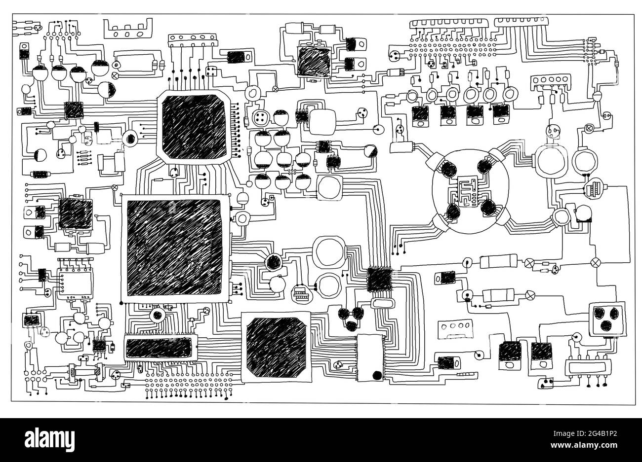 Microchip cpu processor circuit Black and White Stock Photos & Images ...