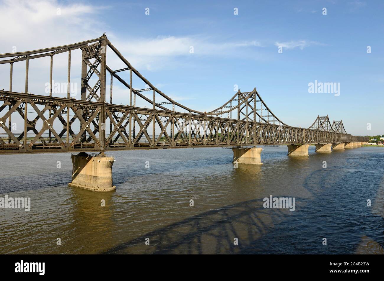 The Sino-Korea friendship bridge spans the Yalu river from Dandong in ...
