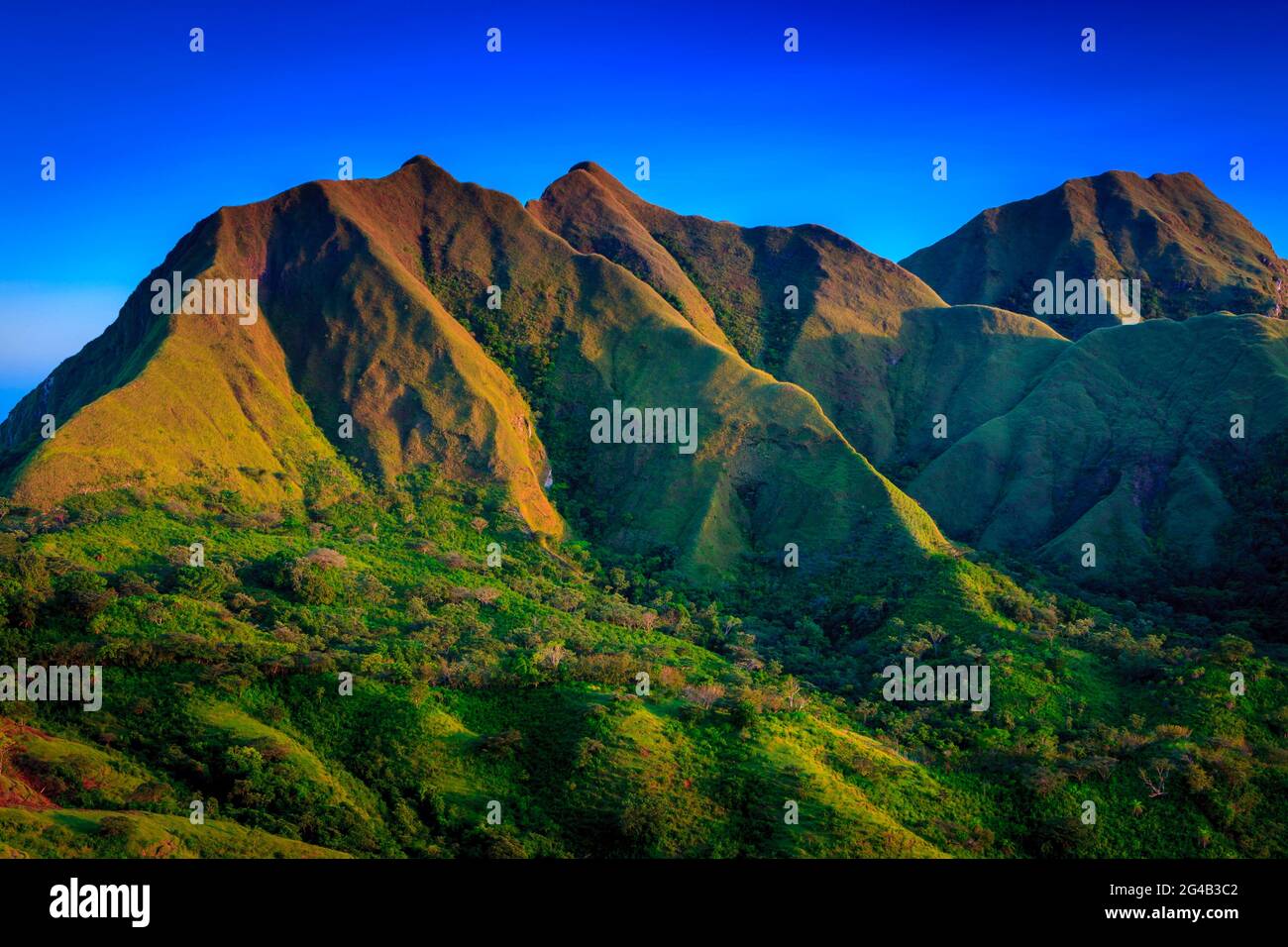 Panama mountain landscape in last evening sunlight on the beautiful ...