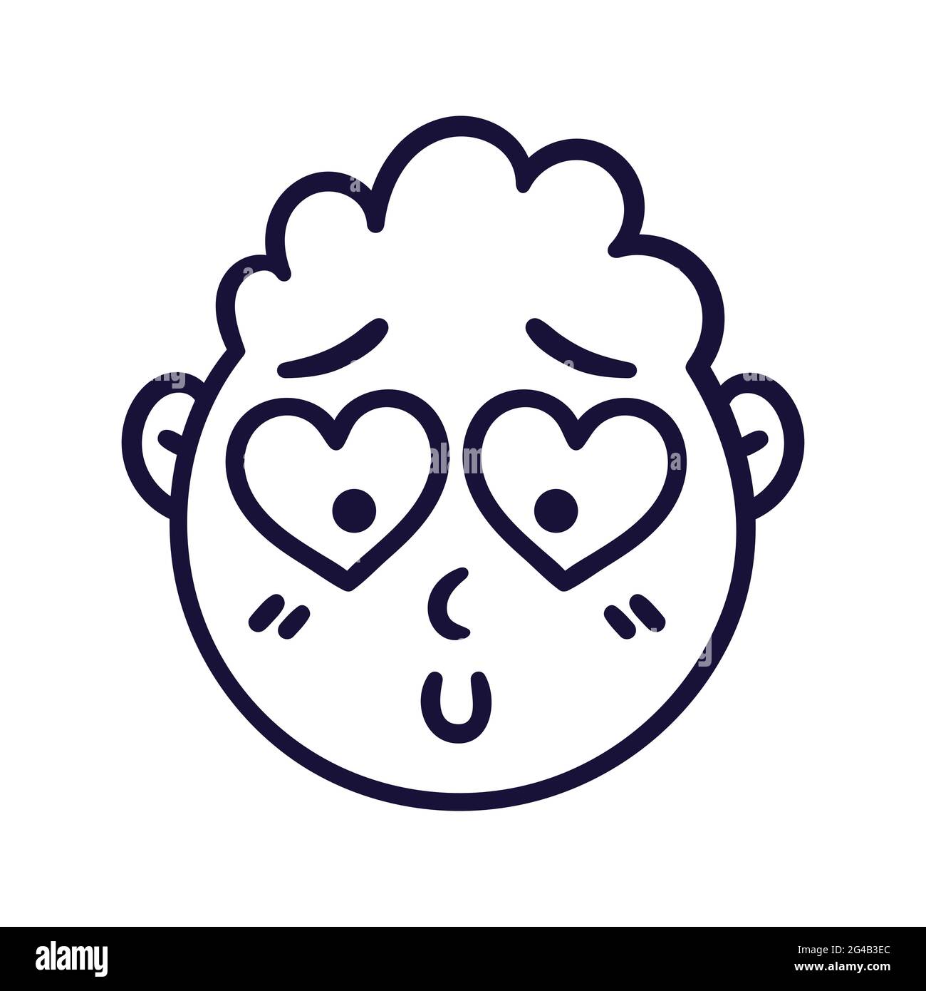 Round abstract face with falling in love emotions. Embarrassed emoji ...