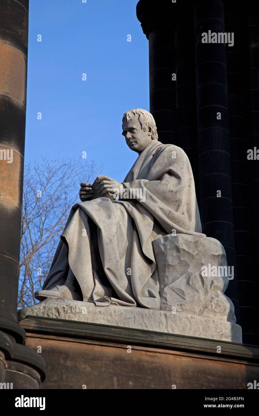 Statue of Sir Walter Scott at the Scott Monument on Princes Street ...