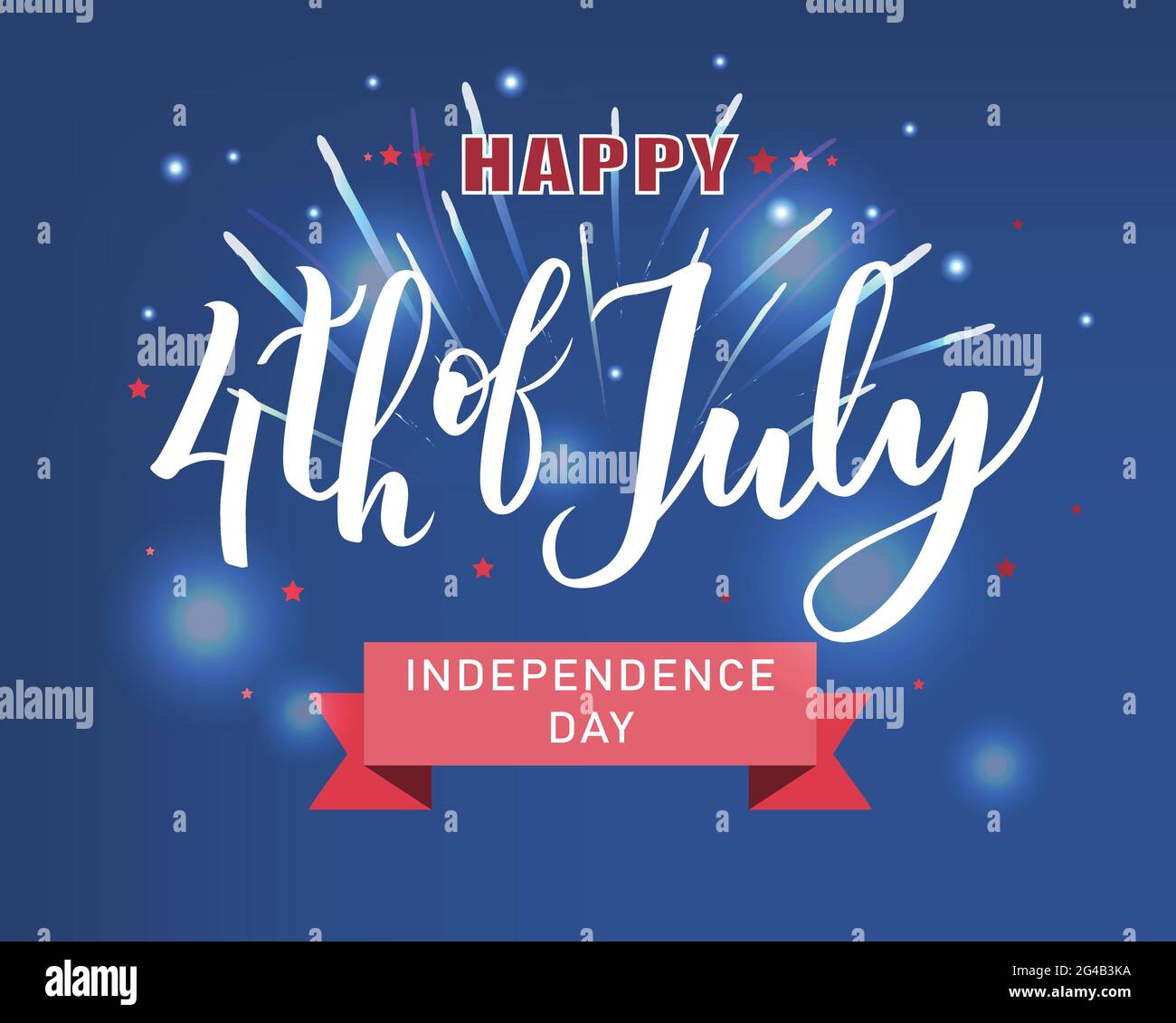 Happy 4th of July Independence Day hand lettering with stars Stock ...