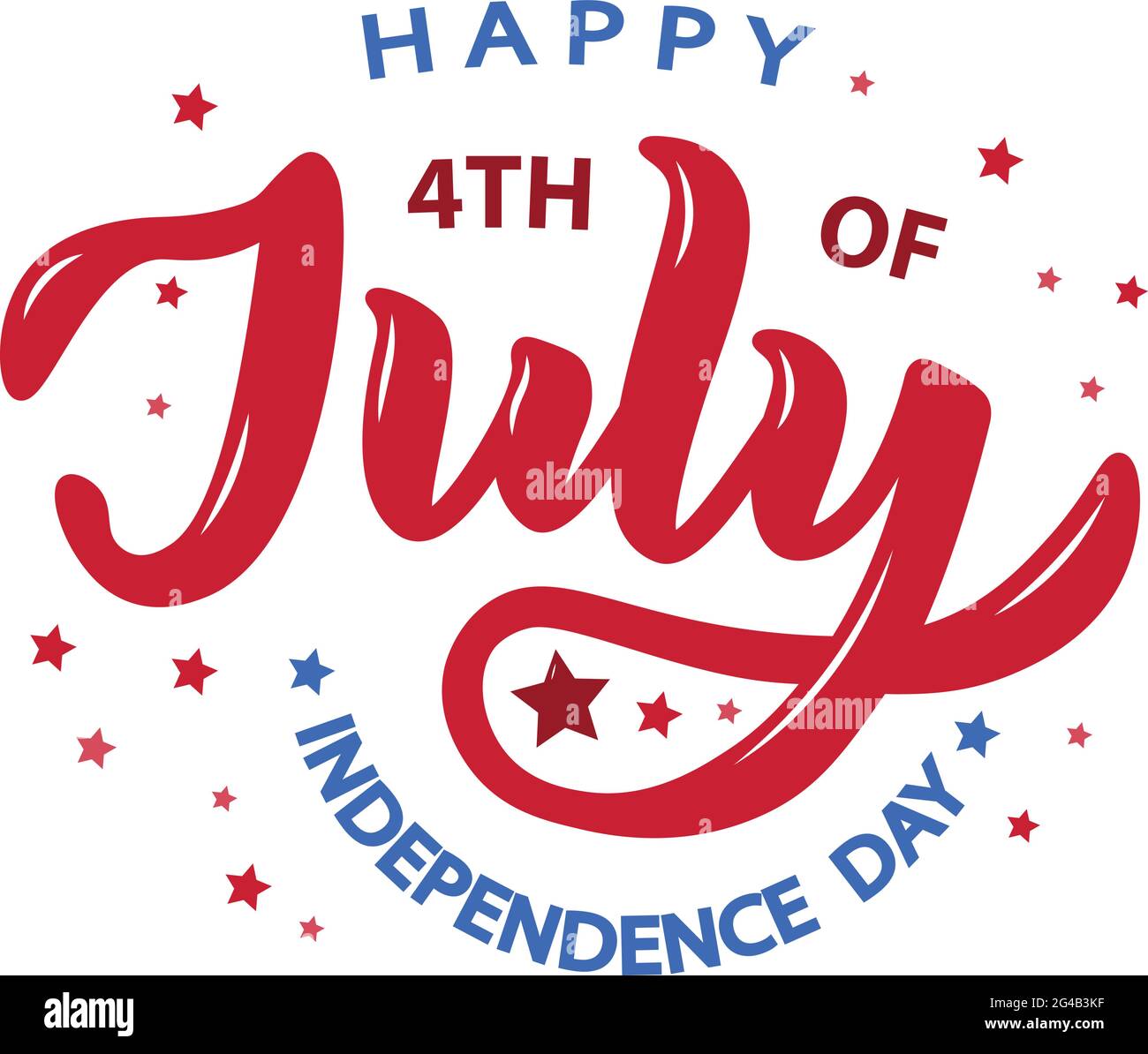 Happy 4th of July Independence Day hand lettering with stars Stock ...