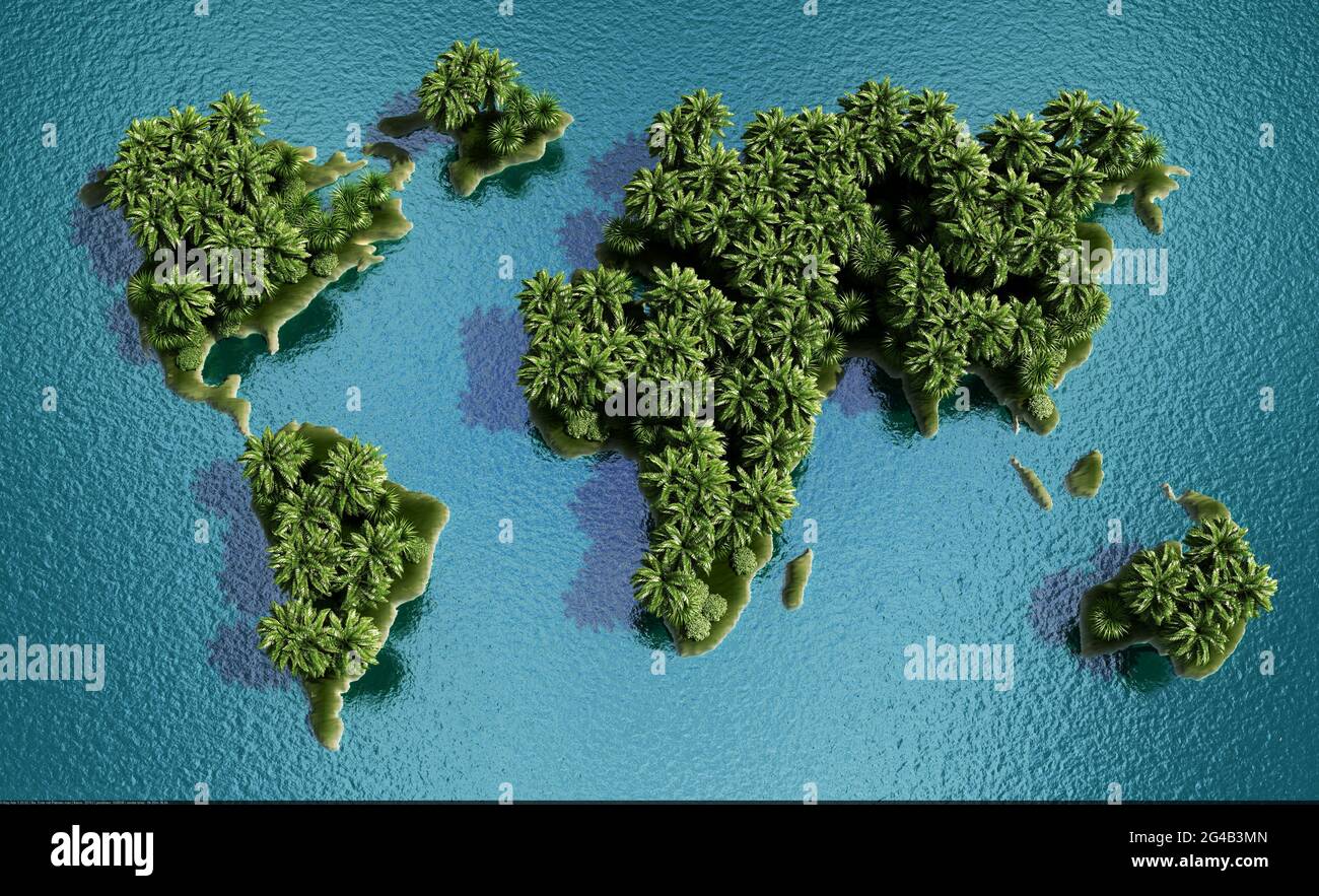 Ecology world map, green forest design, 3d rendering Stock Photo - Alamy