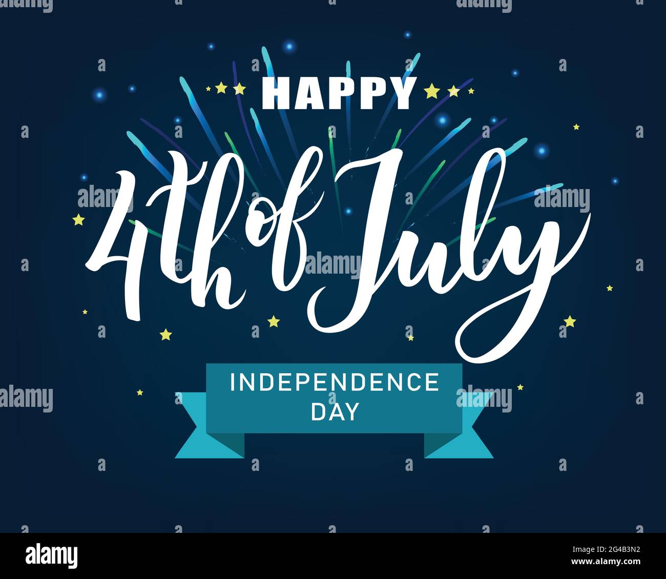 Happy 4th of July Independence Day hand lettering with stars Stock ...