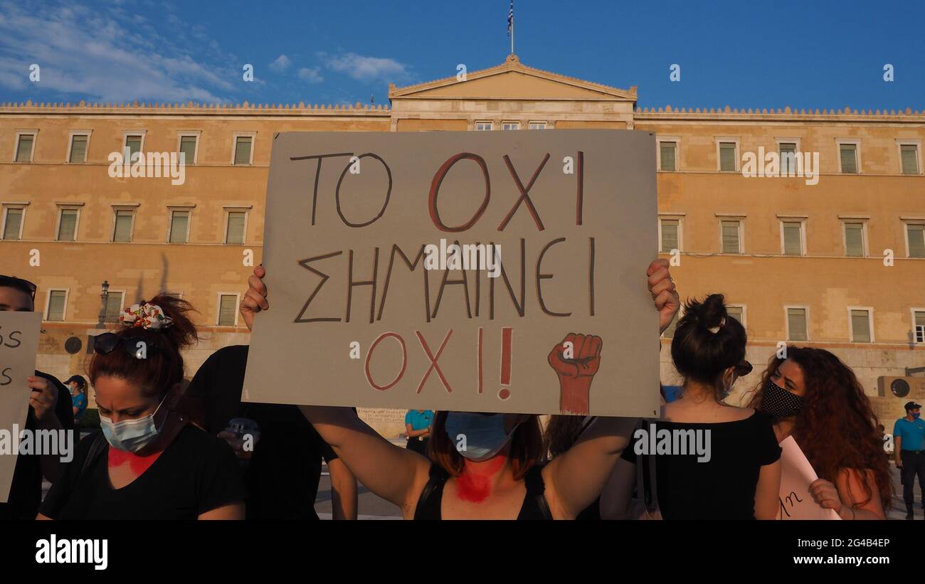 Feminists and women rights activists protest in Athens against ...