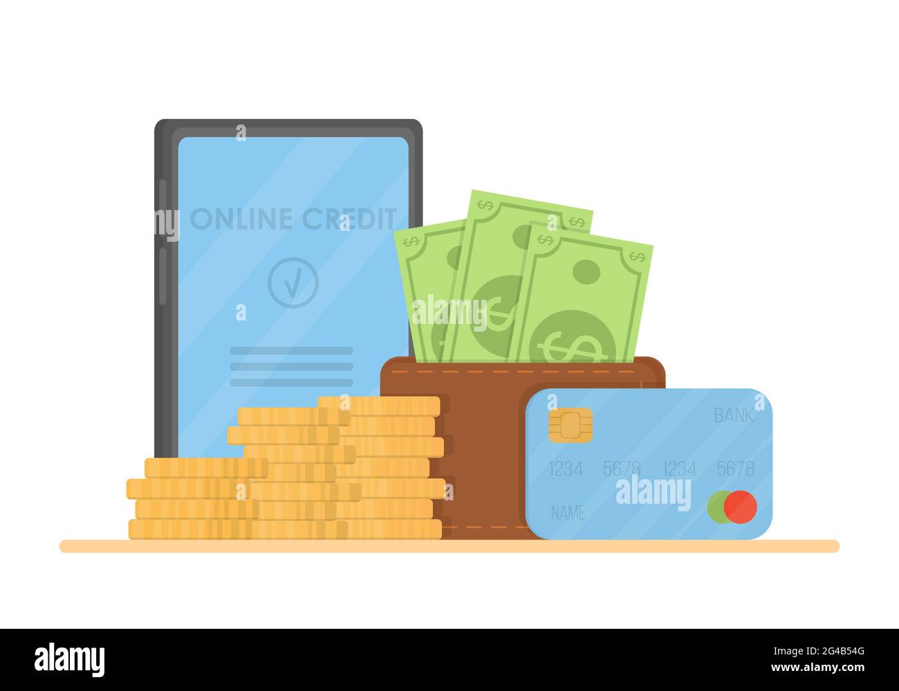Banking business concept. Online loan confirmation. Vector illustration ...