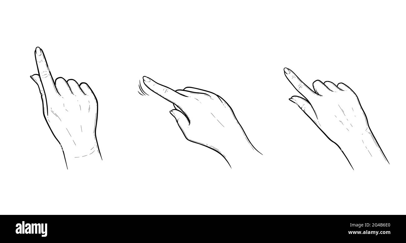 Index finger gestures for smartphone or tablet. Tap, swipe or slide ...