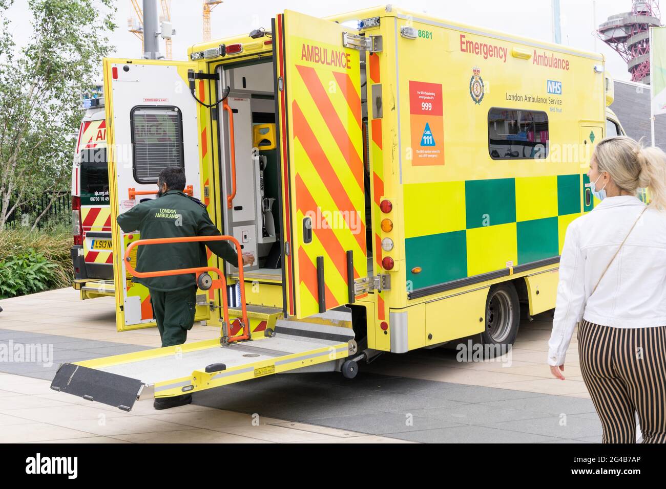 Medics from st johns ambulance and London ambulance services attend a ...