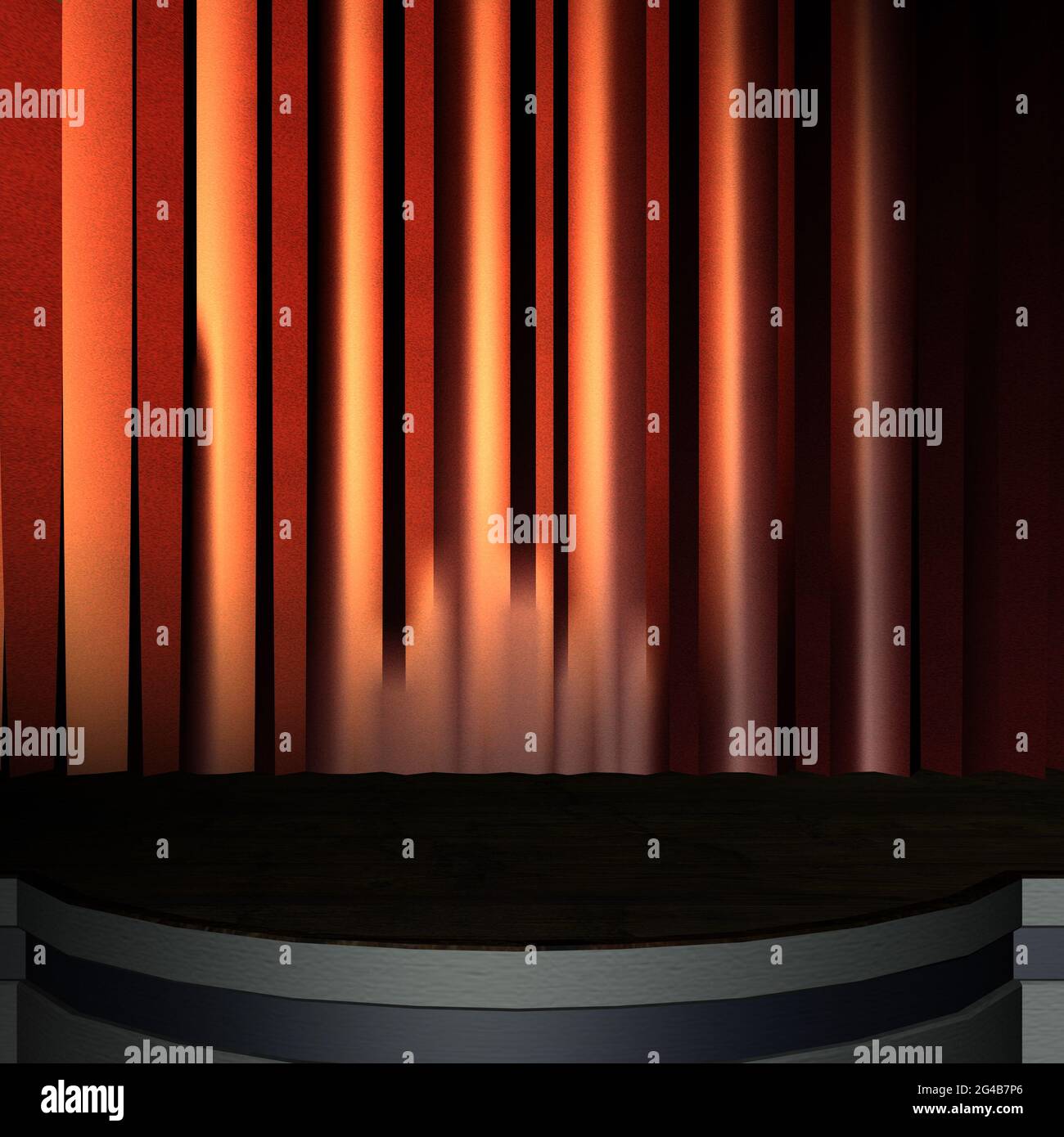 Abstract stage with red curtains, 3d rendered illustration Stock Photo ...