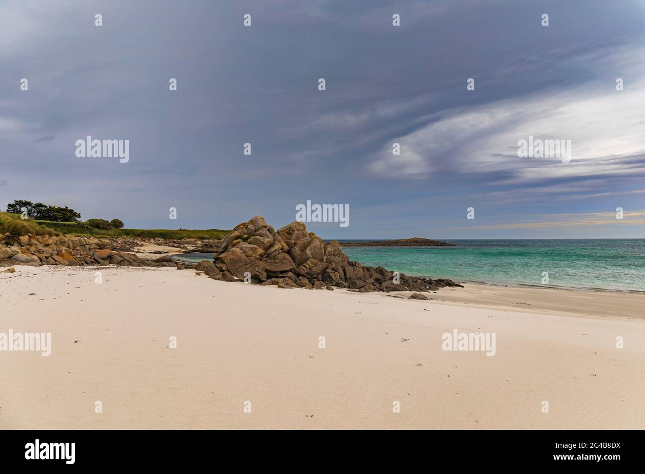 White sand beach in Ile de Batz (Roscoff), Finistere, Brittany, France ...