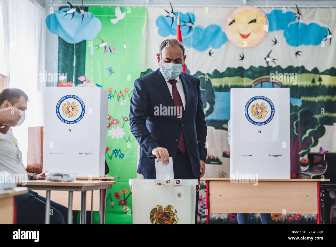 Nikol Pashinyan casts his vote at a polling station in Yerevan during ...