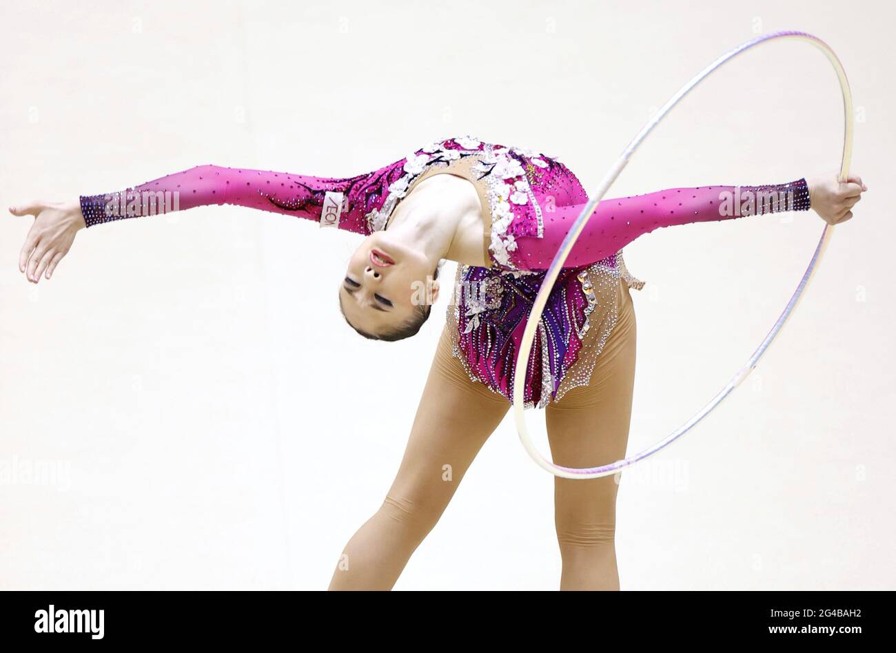 Kaho Minagawa performs on the final day of the rhythmic gymnastics individual competition at ...