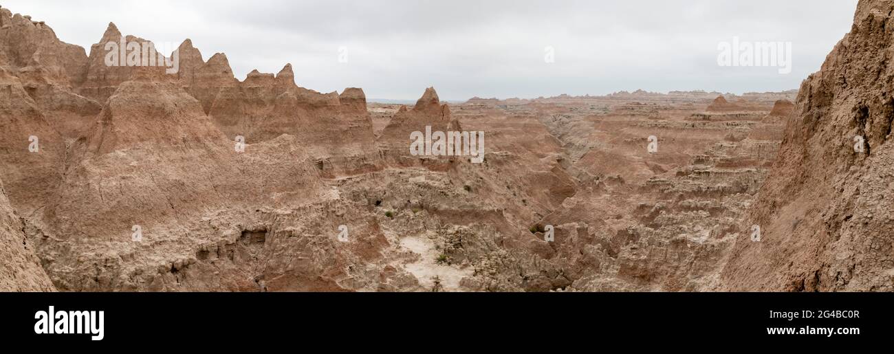 Badlands National Park in South Dakota during the spring, panorama ...