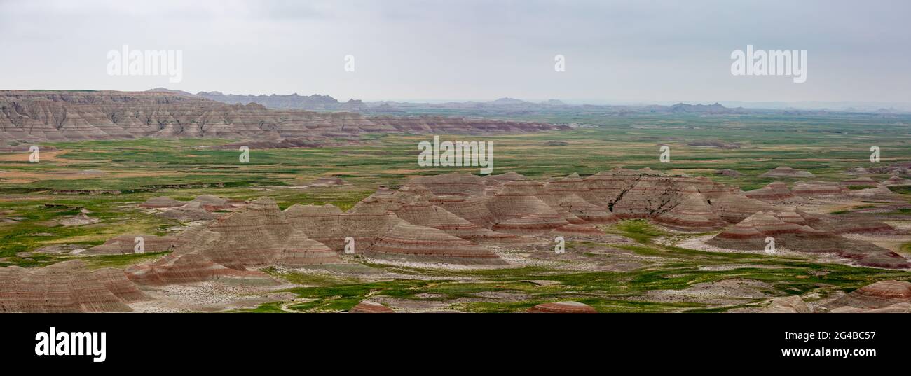 Badlands National Park in South Dakota during the spring, panorama ...
