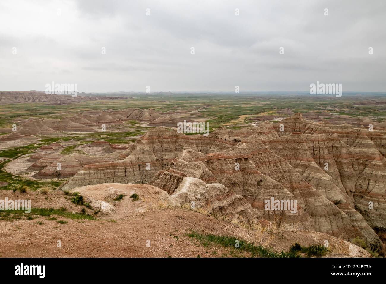 Badlands National Park in South Dakota during the spring, horizontal ...