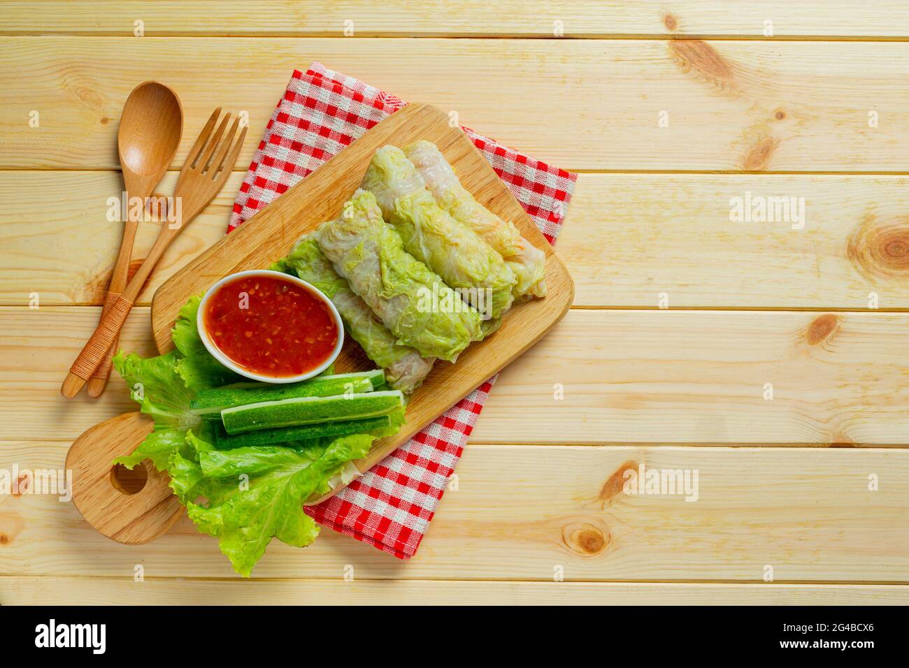 cabbage with delicious dipping sauce,Suki roll Stock Photo - Alamy