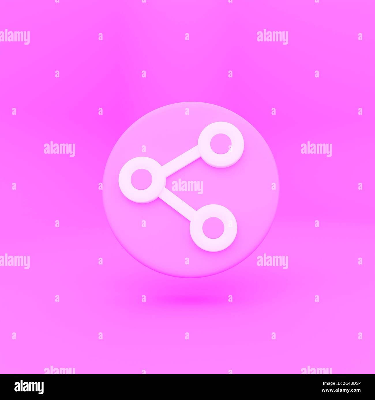 Icon pink share cartoon style. 3d rendering, interface ui ux element ...