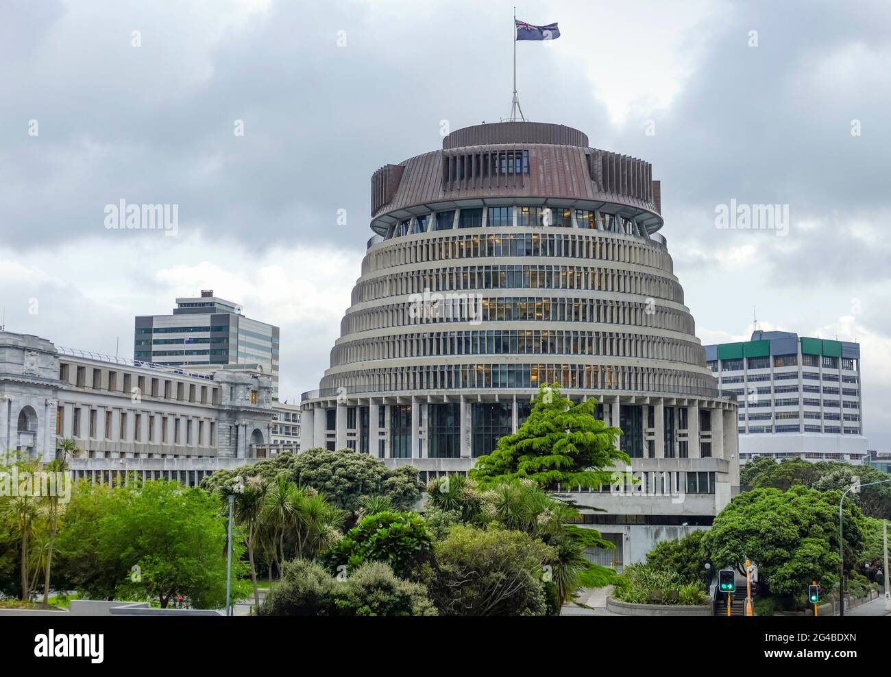 Beehive Parliament in Wellington, the capital city of New Zealand Stock ...