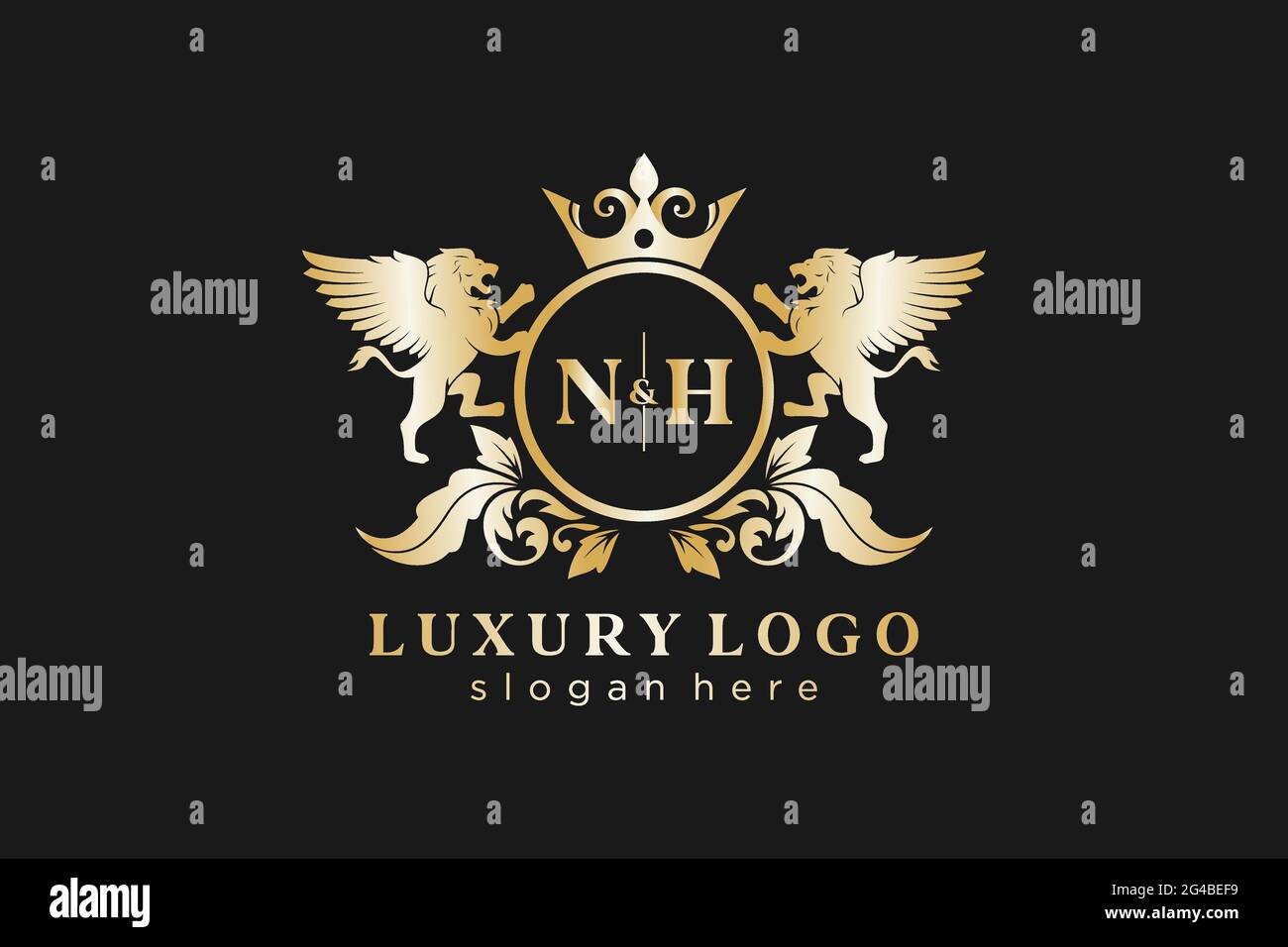 NH Letter Lion Royal Luxury Logo template in vector art for Restaurant ...