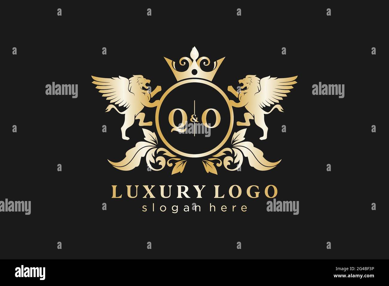 QO Letter Lion Royal Luxury Logo template in vector art for Restaurant ...