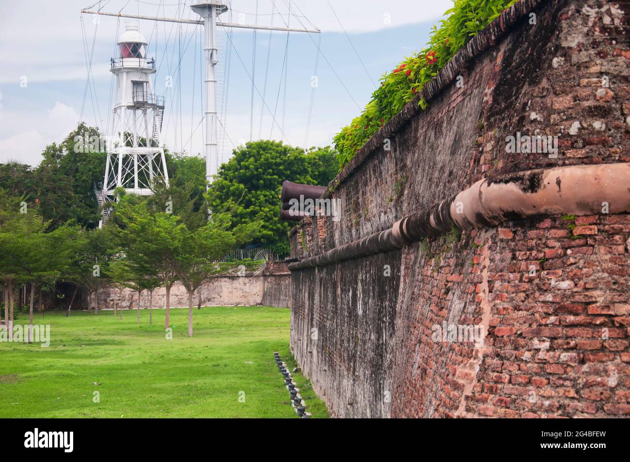 The fortifications, cannons and walls of the historic Fort Cornwallis ...