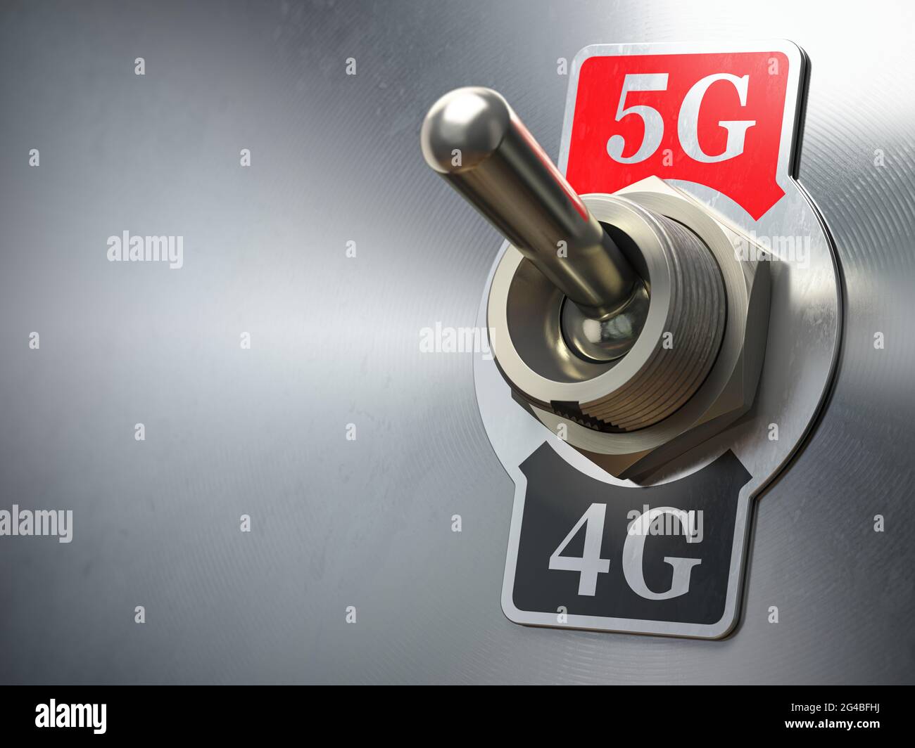 5G 4G network concept. Retro switch with different telecommunication ...