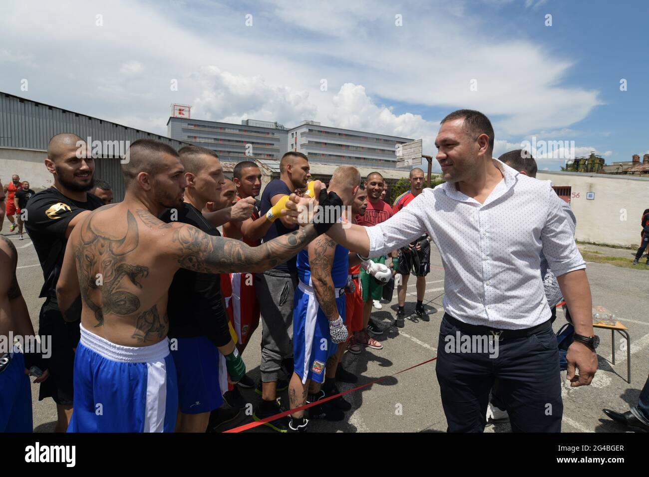 Sofia, Bulgaria - Jun 10 2021: Kubrat Pulev greeting the participants ...