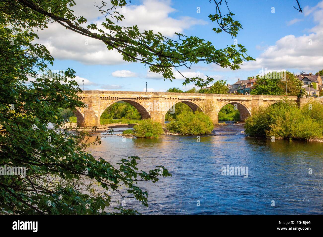 The multi arched bridge over the river Tyne at the Northumberland ...