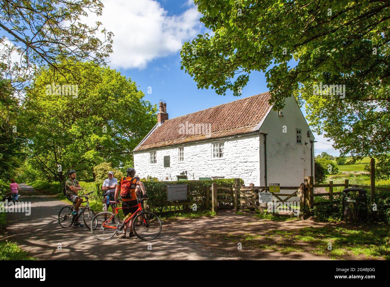 Cyclists on the Wylam Waggonway outside the house that was the ...