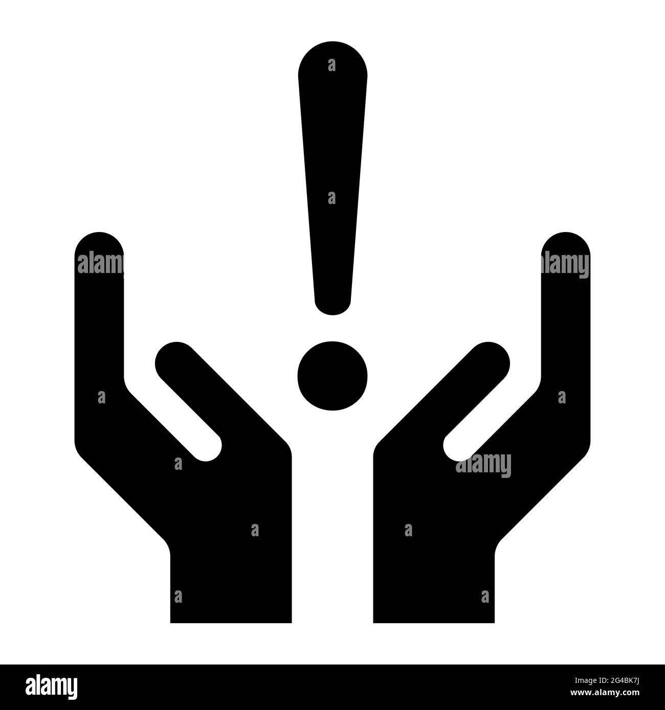 Hope icon, human hand with exclamation mark symbol, help and protection ...