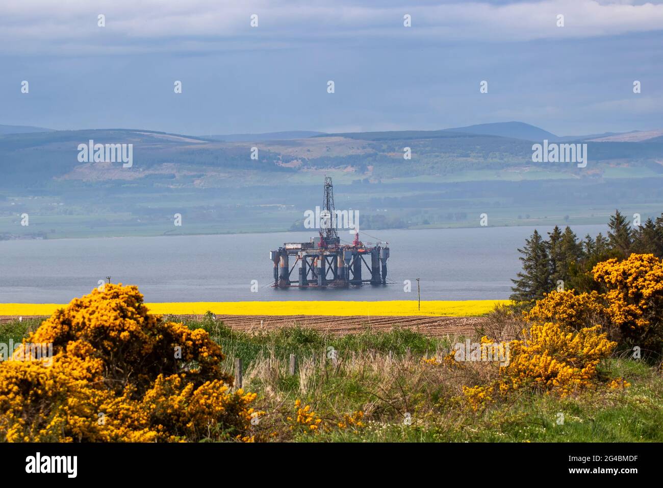 Oil rigs in Cromarty Firth in the Scottish Highlands, UK Stock Photo ...