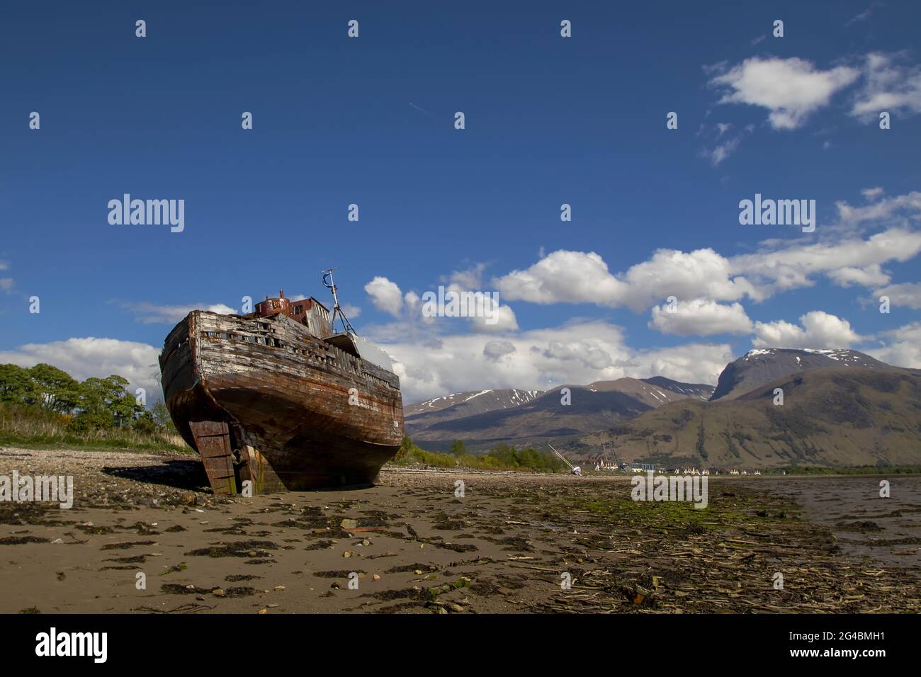 The stranded Corpach wreck near Fort William in the Scottish Highlands ...