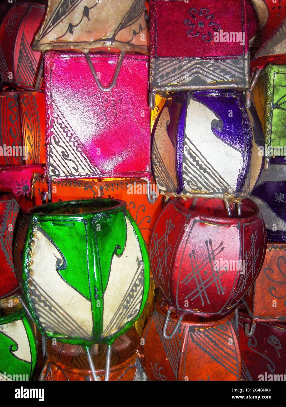 Moroccan style handmade lamps made with animal skin Stock Photo - Alamy