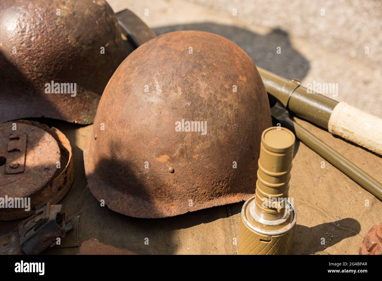 Vintage soviet battle helmet hi-res stock photography and images - Alamy
