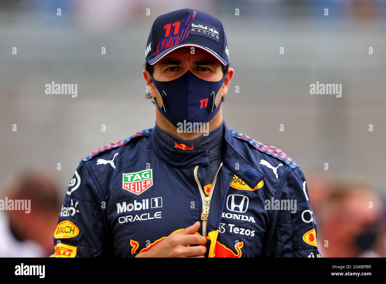Sergio Perez (MEX) Red Bull Racing on the grid. French Grand Prix ...