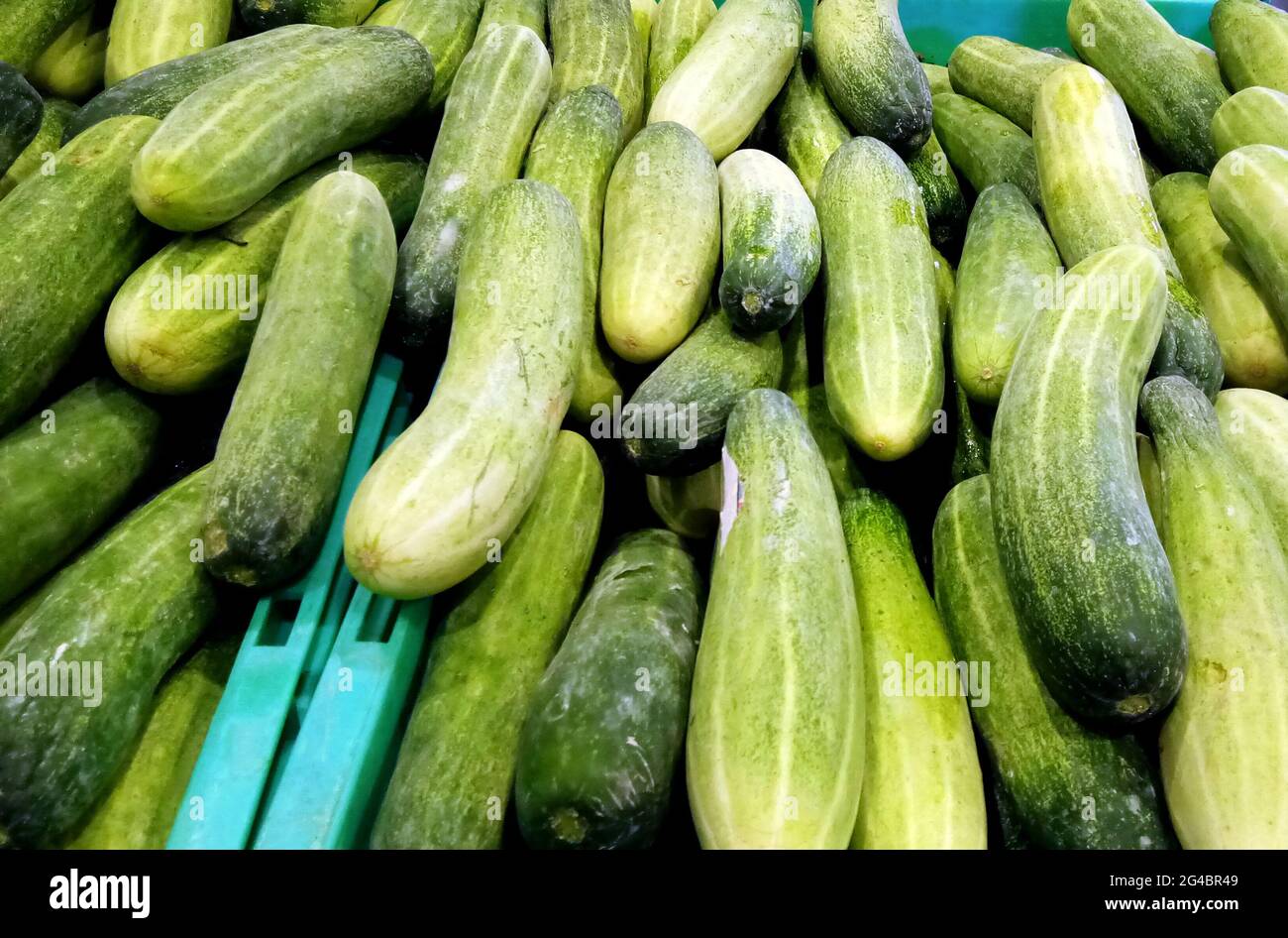 Fresh vegetables cucumbers in the market in india Stock Photo - Alamy