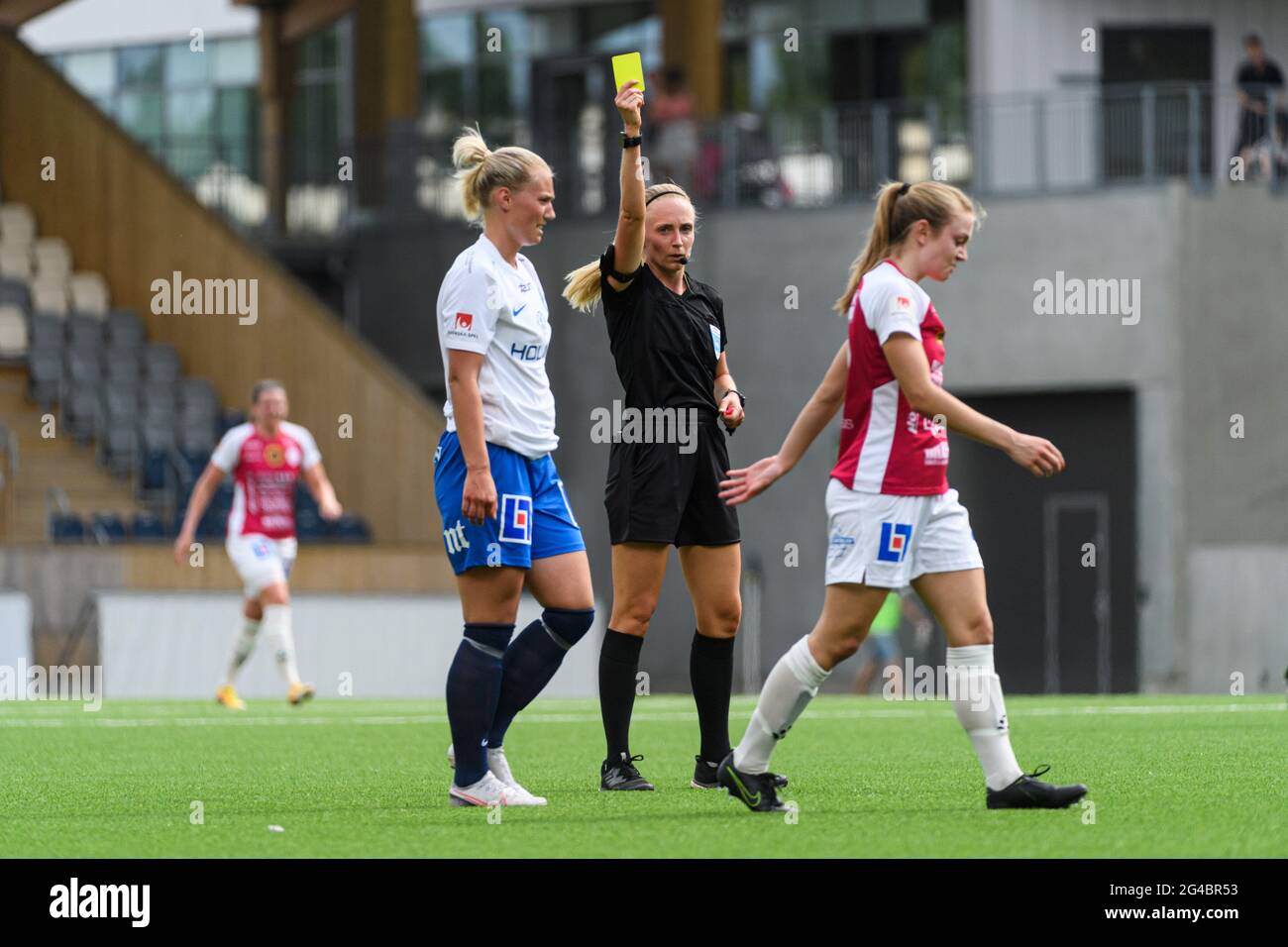 Uppsala, Sweden. 20th June, 2021. Alva Lundin (4 Norrkoping) gets a ...