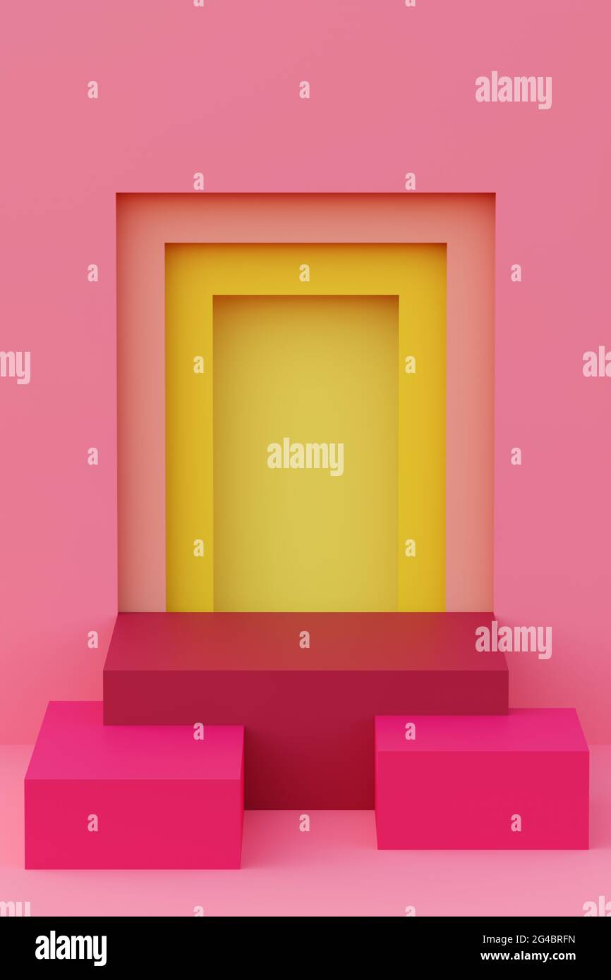 3D illustration of rectangular boxes forming a platform for product ...