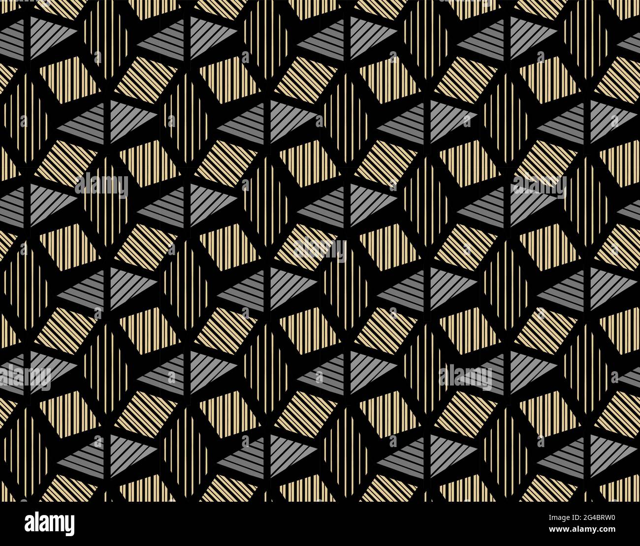 Geometry Gold black seamless pattern. Striped texture on polygonal ...