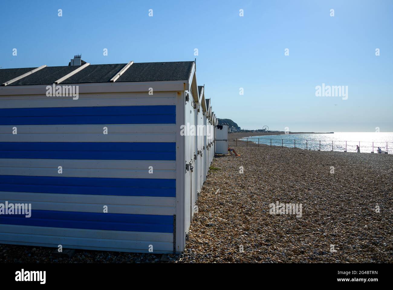 Hastings, United Kingdom - July 31 2020: A line of beach huts on ...
